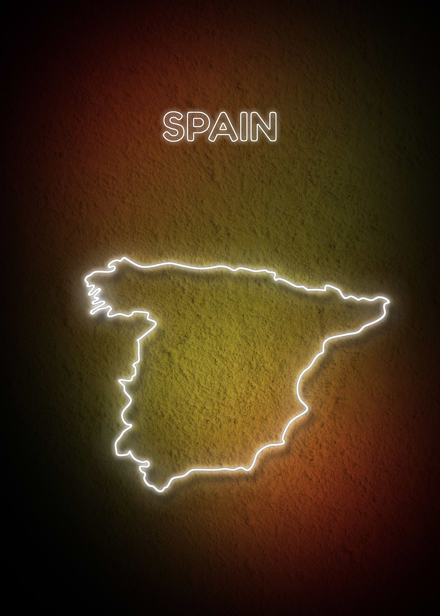 'Neon Spain' Poster, picture, metal print, paint by Bloup Designs ...