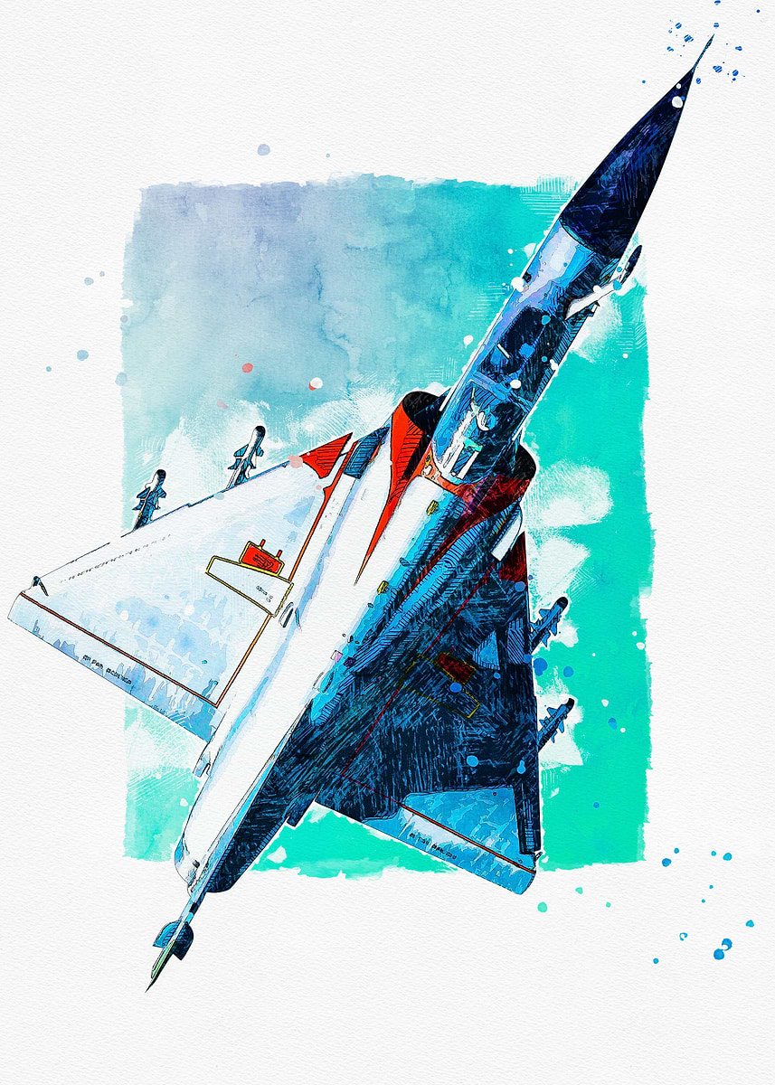 'Mirage 2000 v2 Watercolor ' Poster, picture, metal print, paint by ...