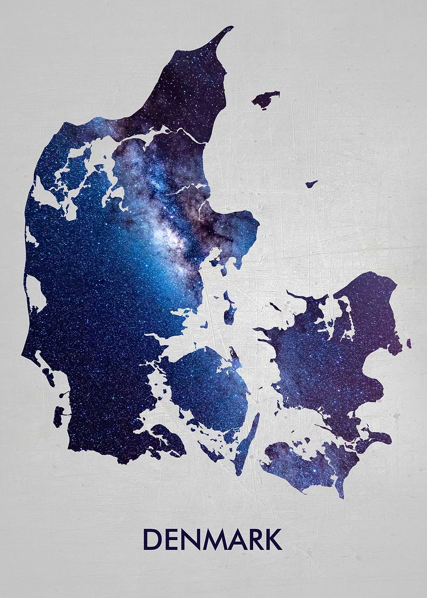 'DENMARK Metallic Map' Poster, picture, metal print, paint by Atomic ...
