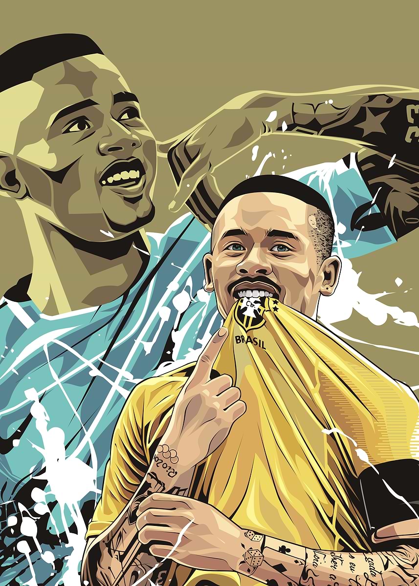 'Gabriel Jesus' Poster, picture, metal print, paint by Muhamad Sayid ...
