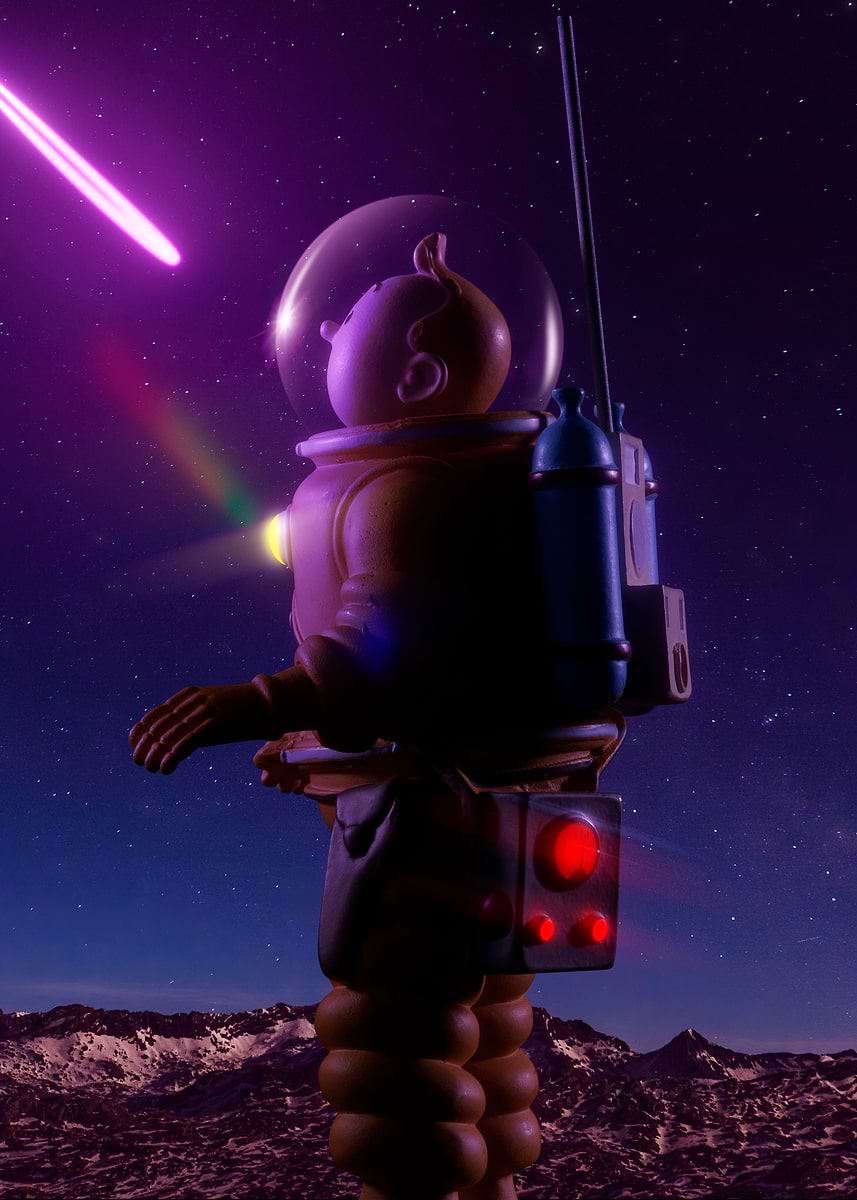 'TinTin in Space' Poster, picture, metal print, paint by 9oh9x | Displate