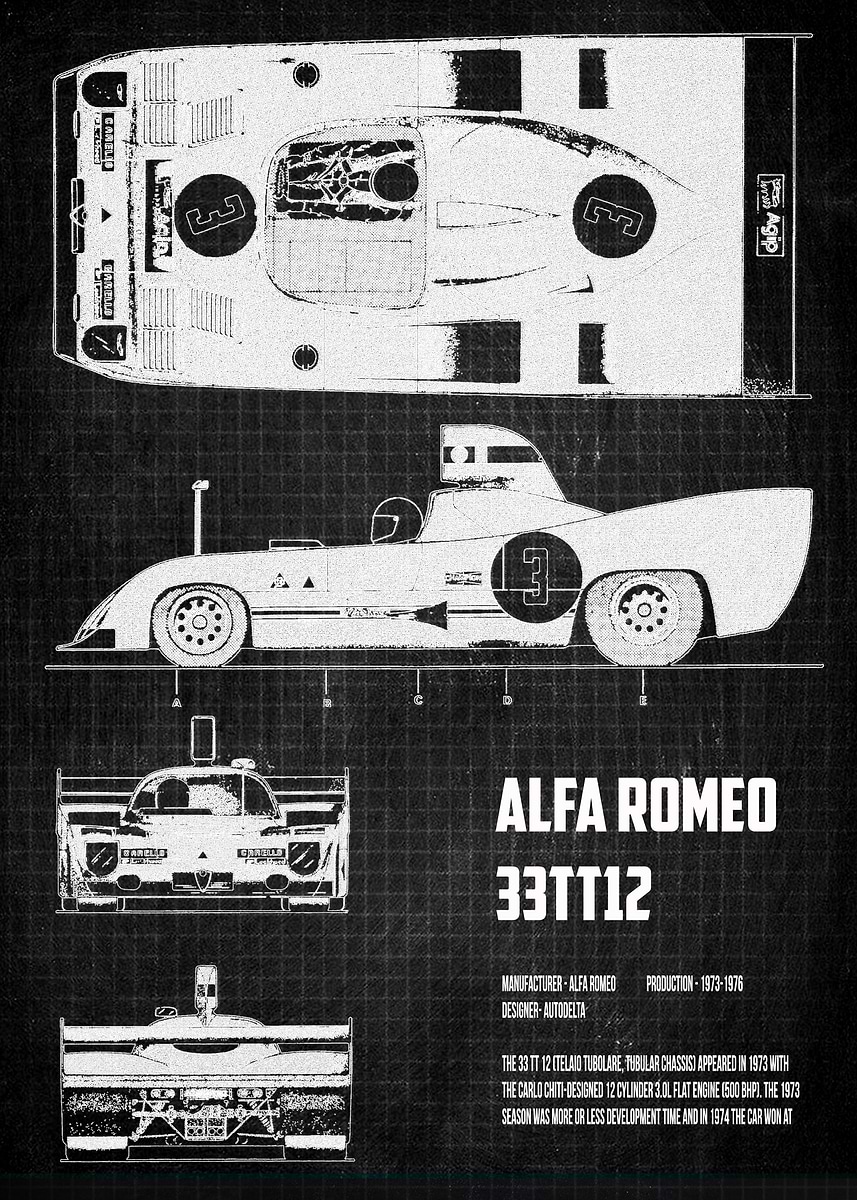 'Alfa Romeo 33TT12' Poster, picture, metal print, paint by ZART DESIGN ...