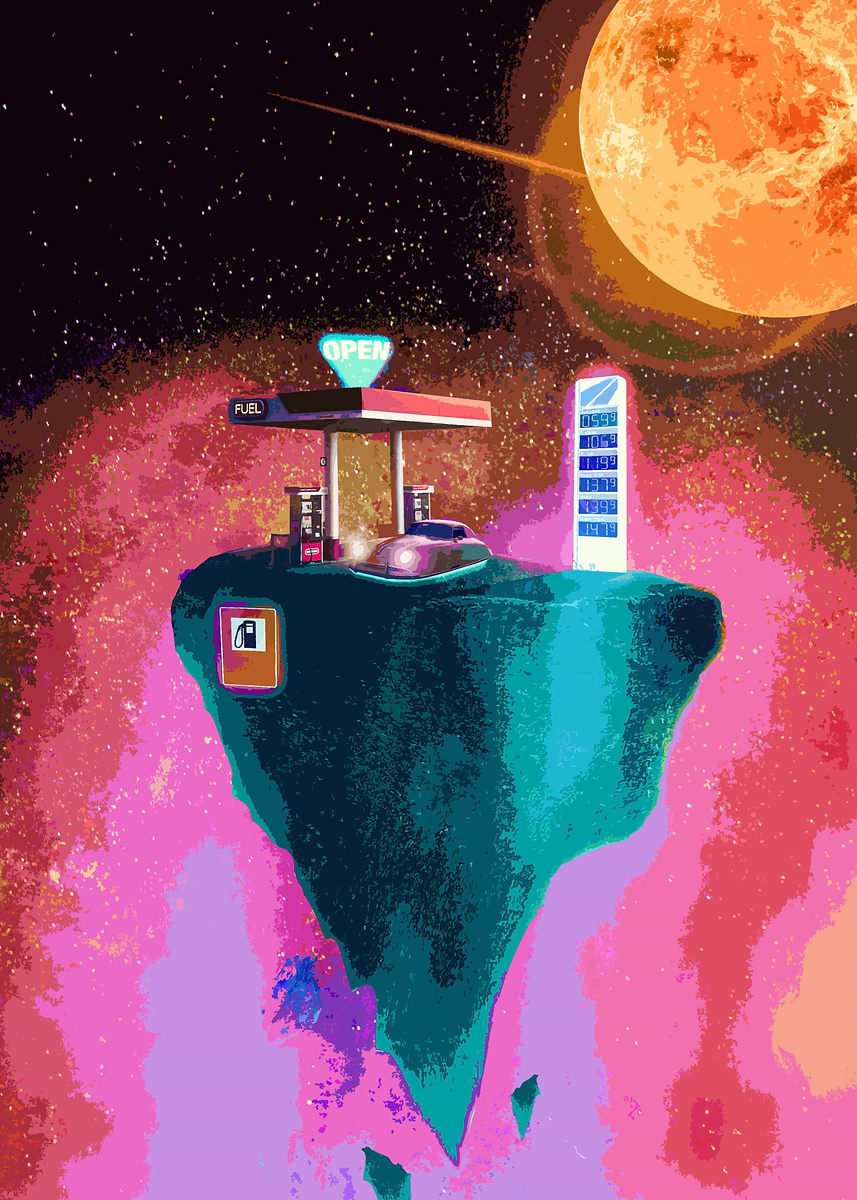 'Astro Fuel' Poster, picture, metal print, paint by Maycer | Displate