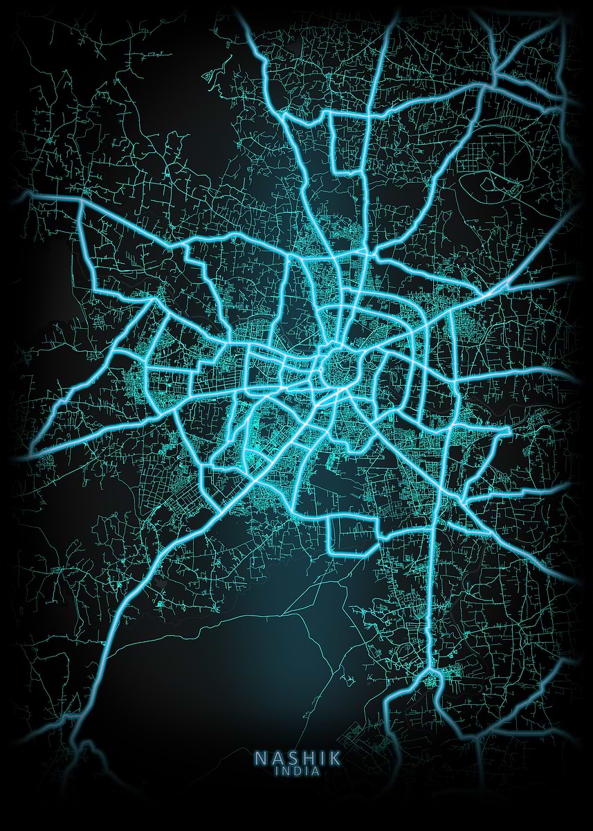'Nashik India City Map' Poster, picture, metal print, paint by City Map ...