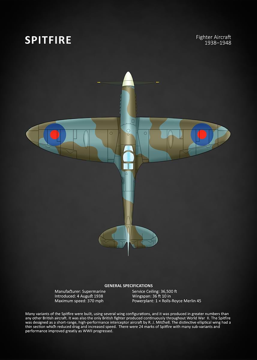 'The Spitfire' Poster, picture, metal print, paint by RogueDesign ...