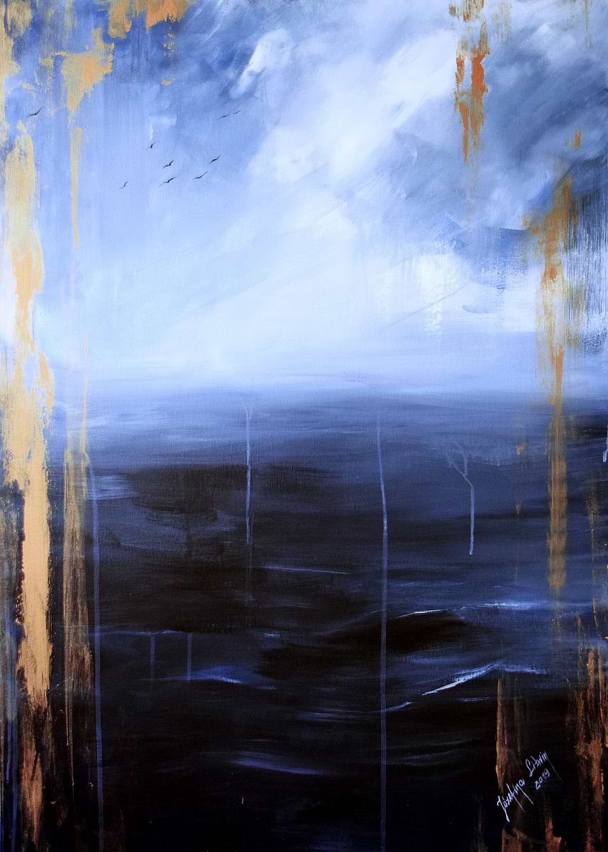 'Abstract sea gold touch' Poster, picture, metal print, paint by ...