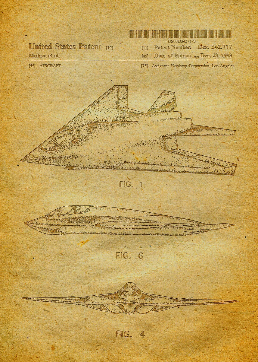 '18 Stealth Aircraft Paten' Poster, picture, metal print, paint by Jana ...