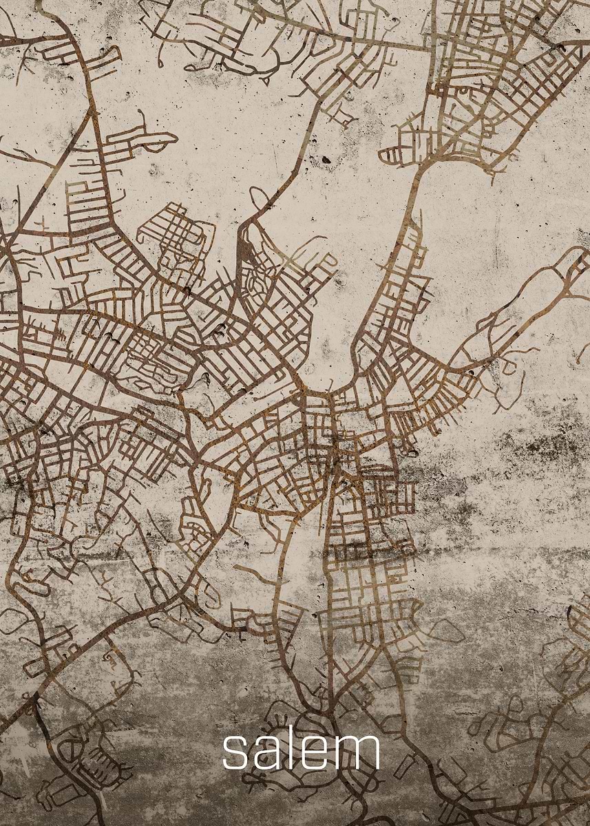 'Salem Rusty Street Map' Poster, picture, metal print, paint by Design ...