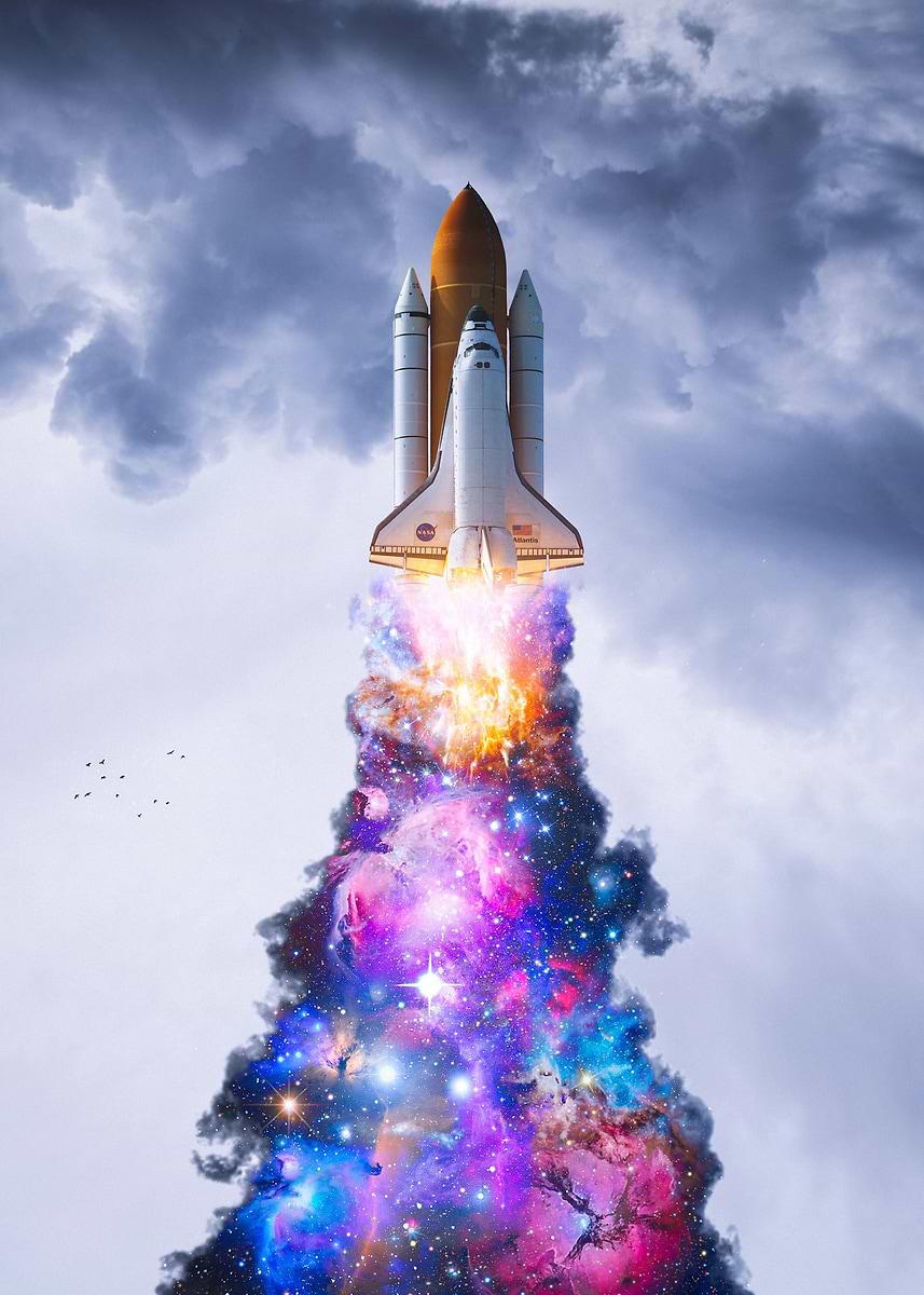 'Spaceship multicolor smoke' Poster, picture, metal print, paint by Gen ...