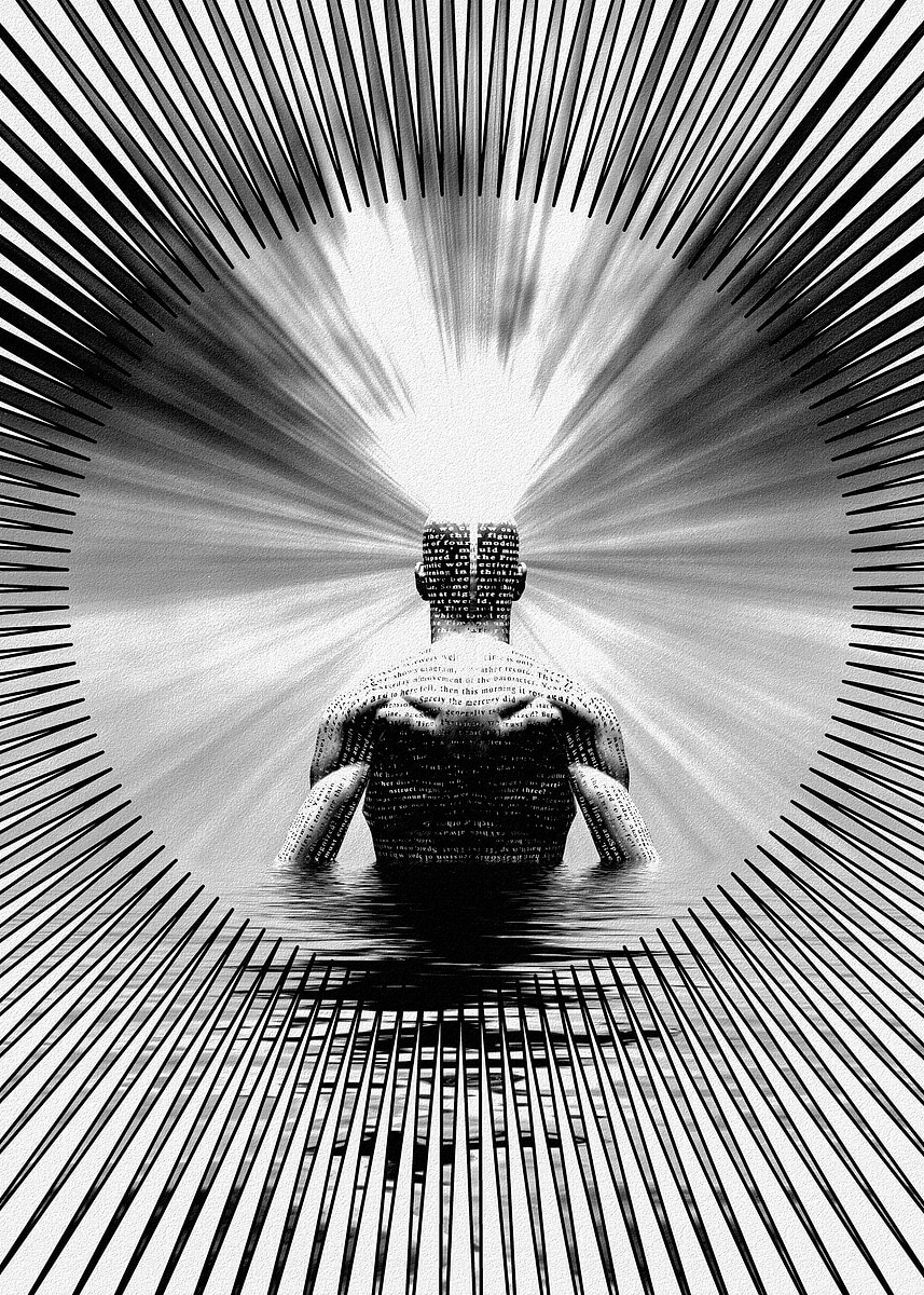 'Man radiates light' Poster, picture, metal print, paint by Bruce Rolff ...