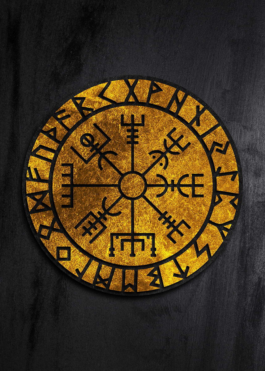 'Viking Symbol Vegvisir G' Poster, picture, metal print, paint by Art ...