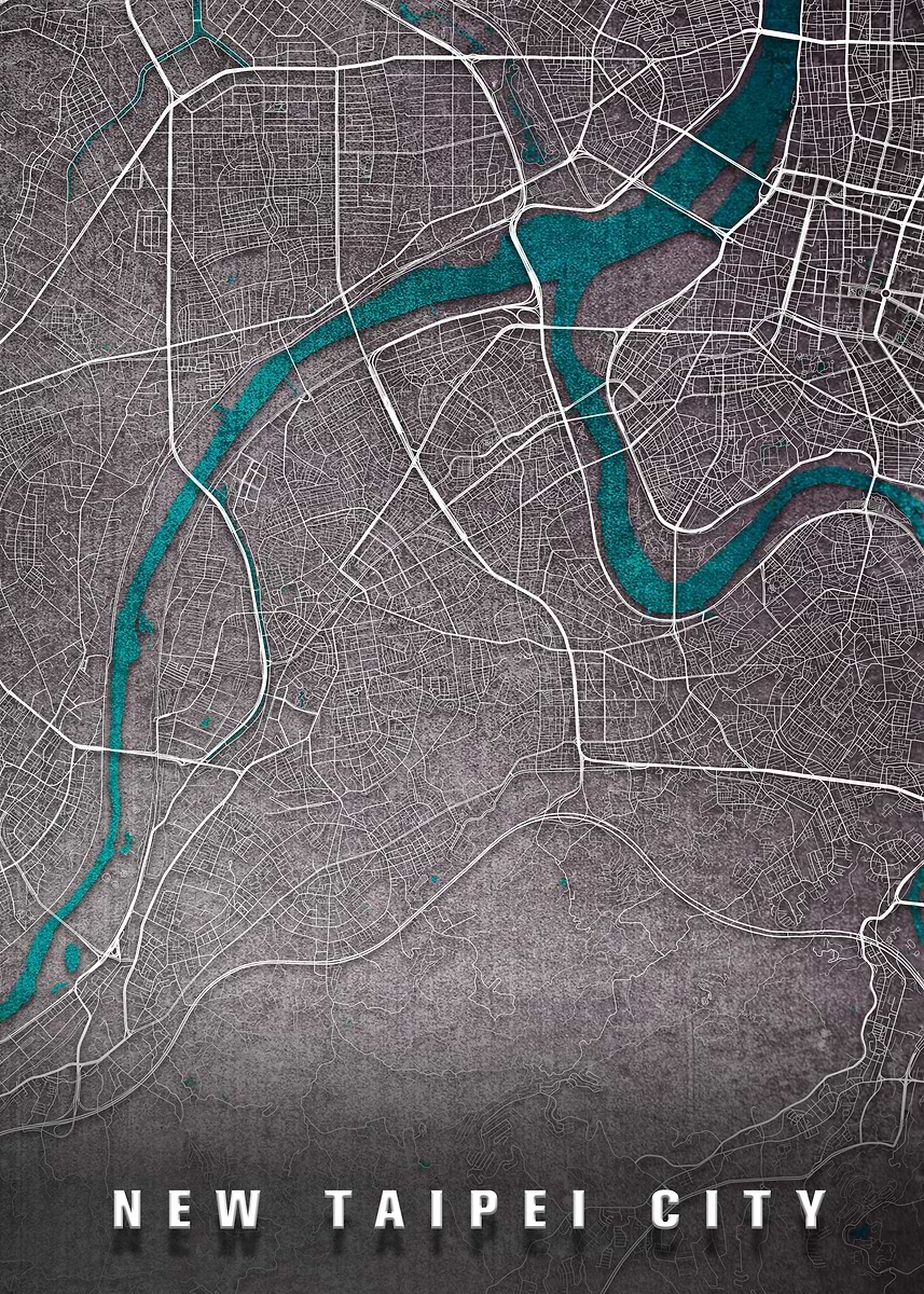 'New Taipei City Map' Poster, picture, metal print, paint by ...