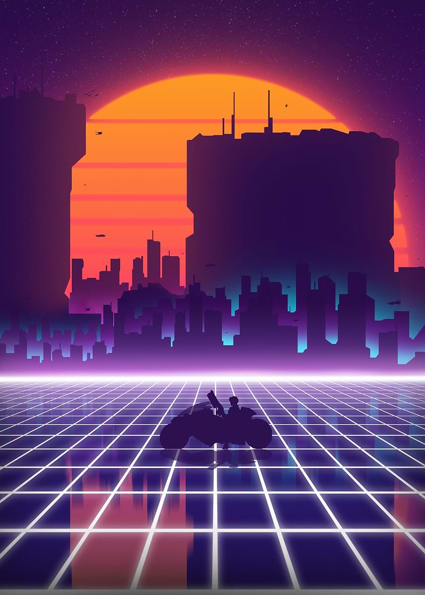 'Ride Outrun Sunset' Poster, picture, metal print, paint by Exhozt ...