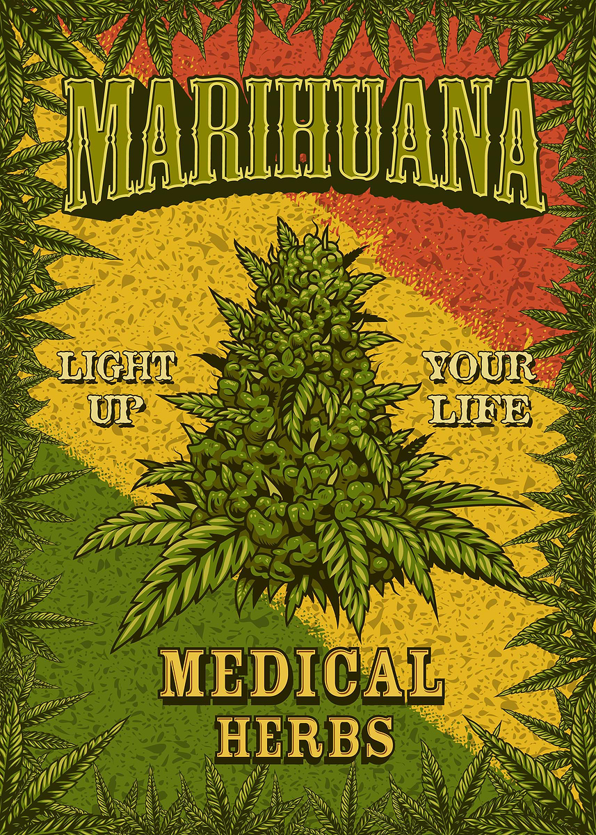 'Cannabis' Poster, picture, metal print, paint by Anime Monday | Displate