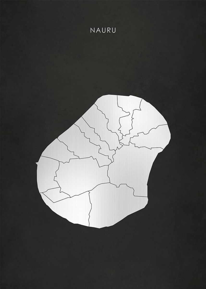 'Silver Nauru Island Map' Poster, picture, metal print, paint by aio ...