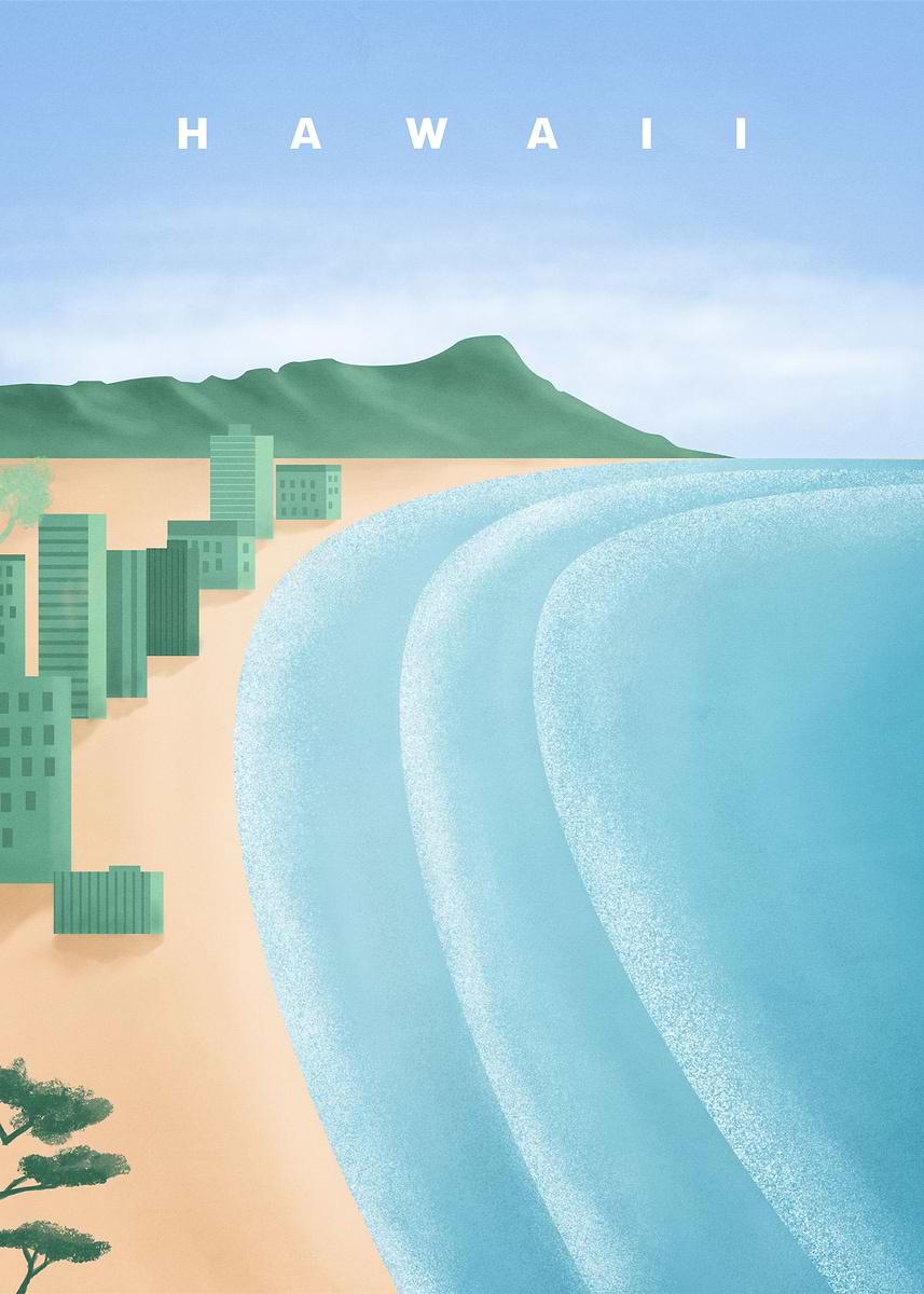 'Hawaii Travel Poster' Poster, picture, metal print, paint by Black ...
