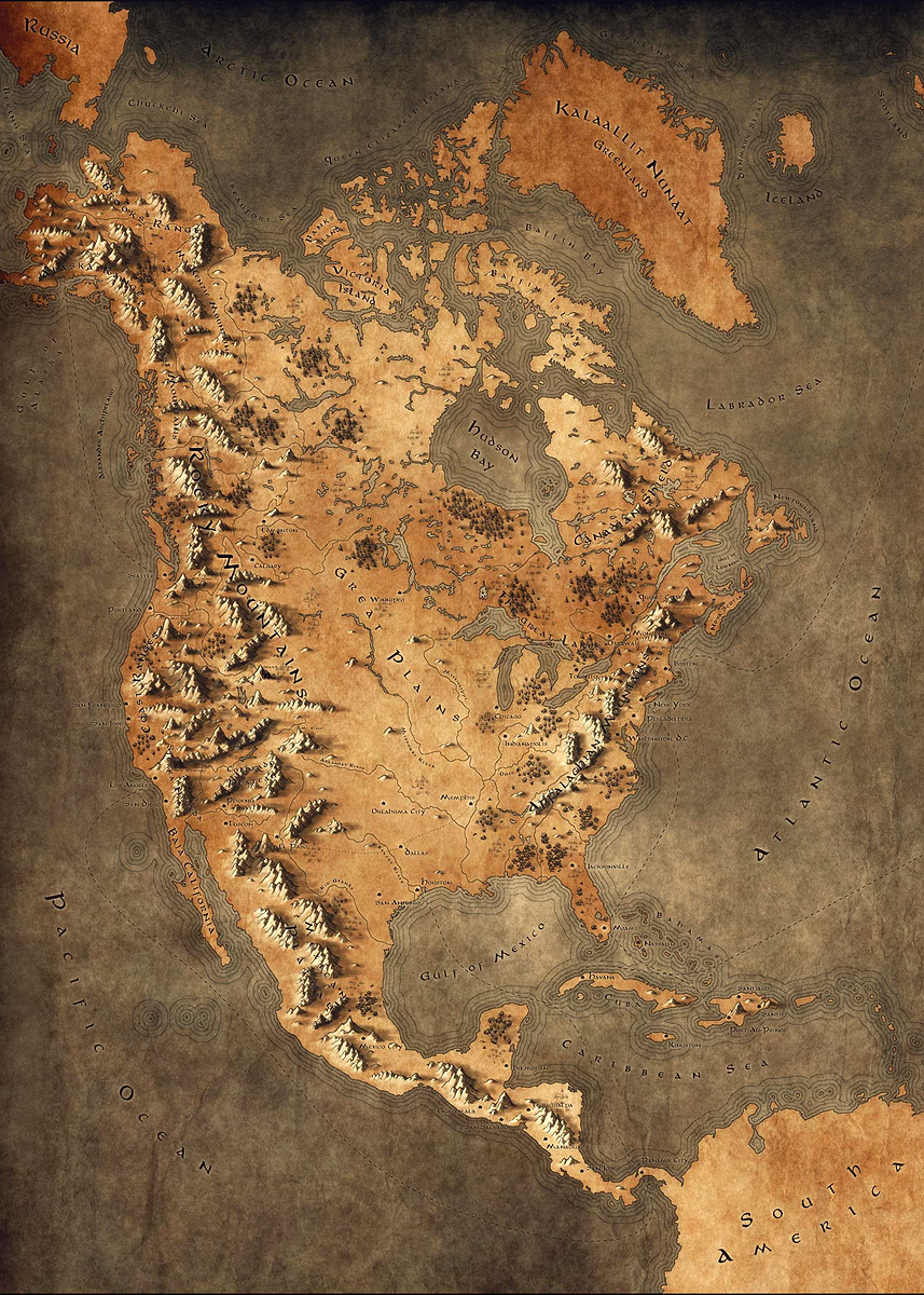 'North America fantasy map' Poster, picture, metal print, paint by Mad ...