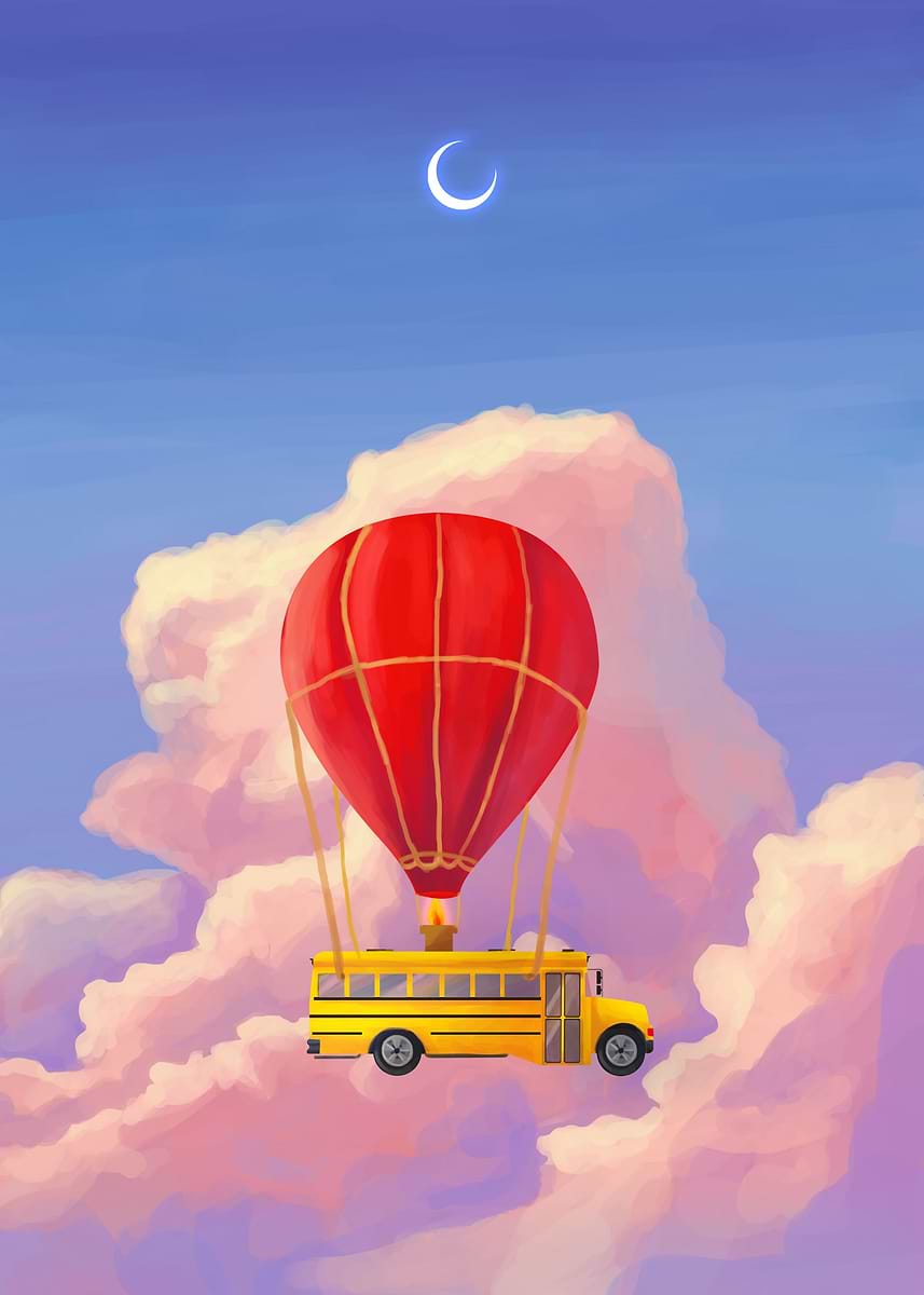 'Bus Air Balloon' Poster, picture, metal print, paint by Yottabito ...