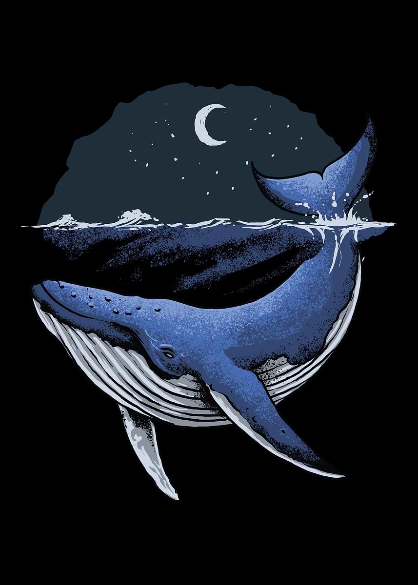 'Whale' Poster, picture, metal print, paint by Hexor | Displate