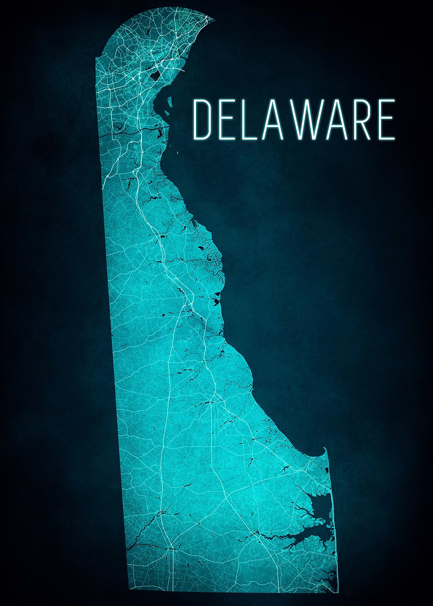 'Delaware State Map' Poster, picture, metal print, paint by The ...