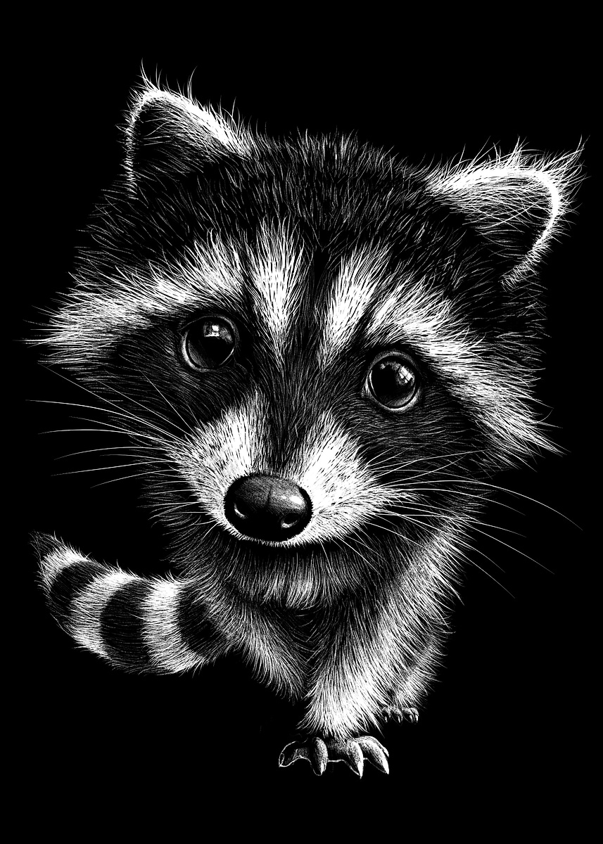 'Raccoon Baby' Poster, picture, metal print, paint by FD DESIGN | Displate