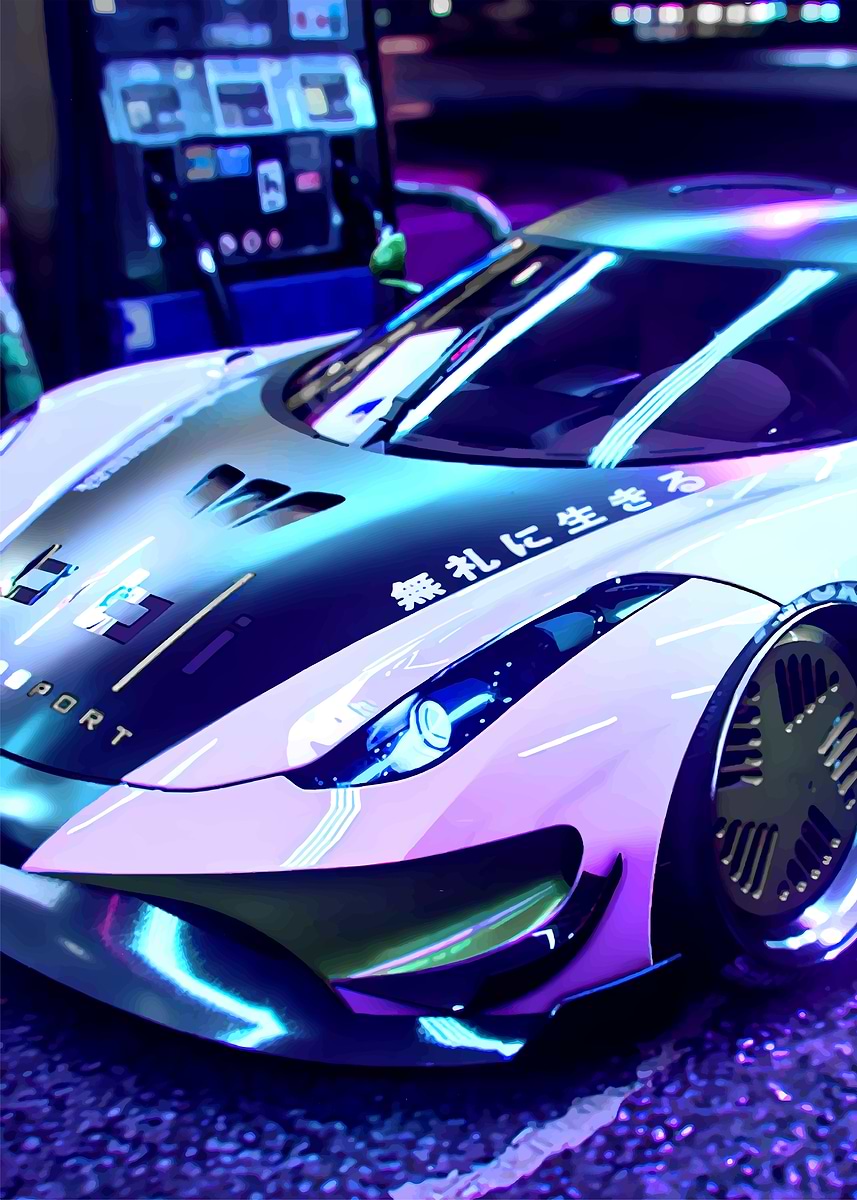 'Luxury Car neon night' Poster, picture, metal print, paint by SyanArt ...