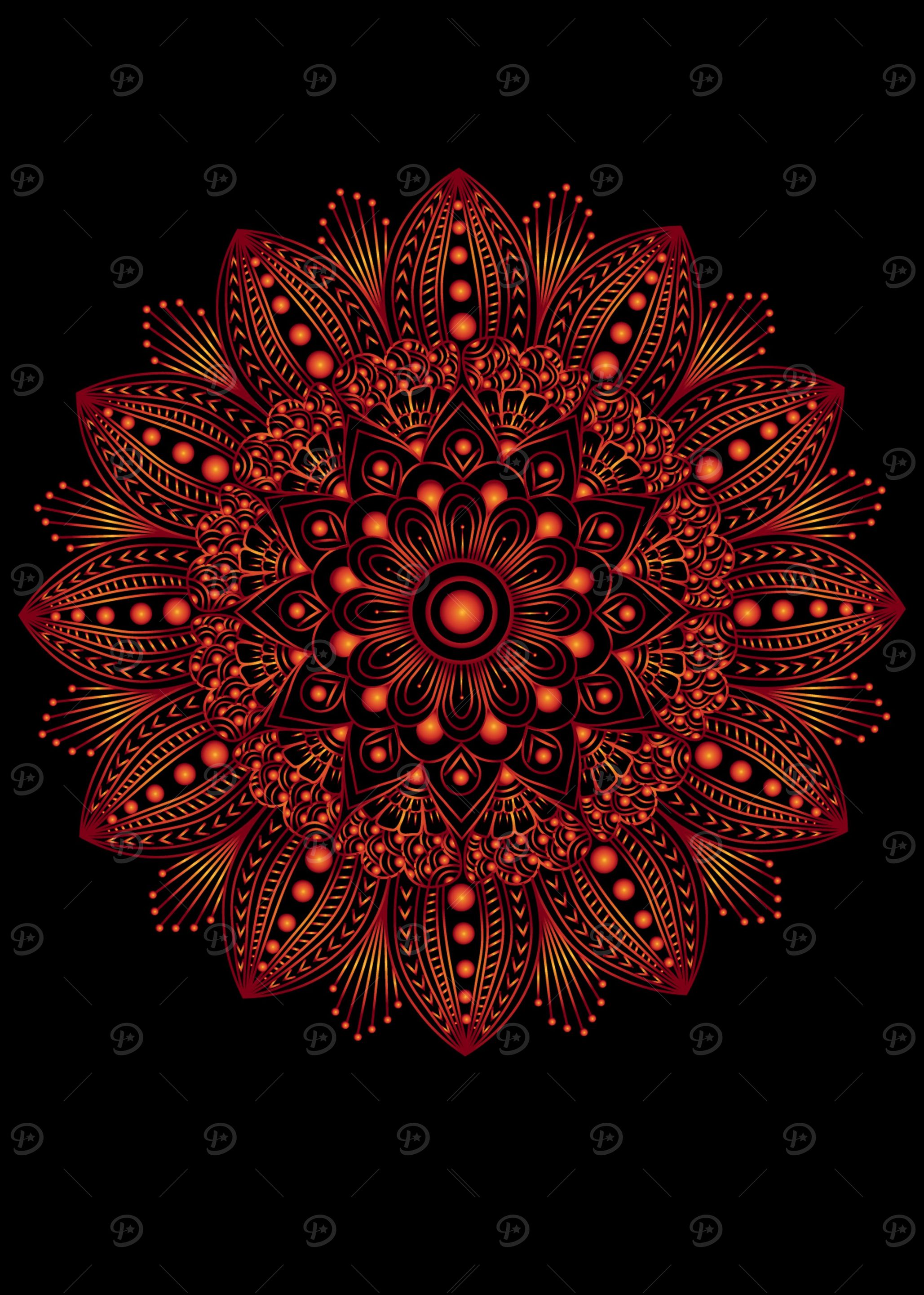 'Colorful Mandala red' Poster, picture, metal print, paint by Max Ronn ...