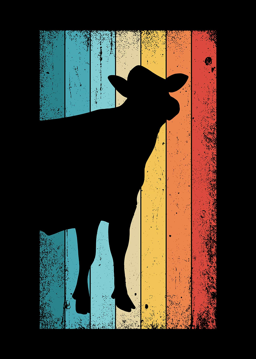 'Vintage Cow Retro Farming' Poster, picture, metal print, paint by Phil ...