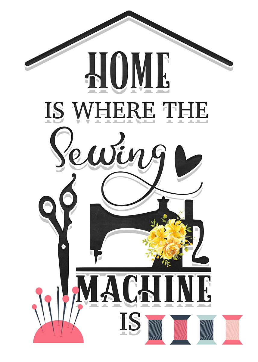 'Home and Sewing machine' Poster, picture, metal print, paint by ...