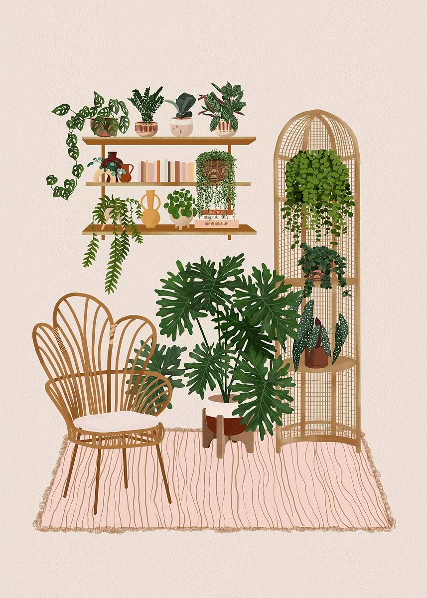 'Bohemian plant interior 14' Poster, picture, metal print, paint by ...