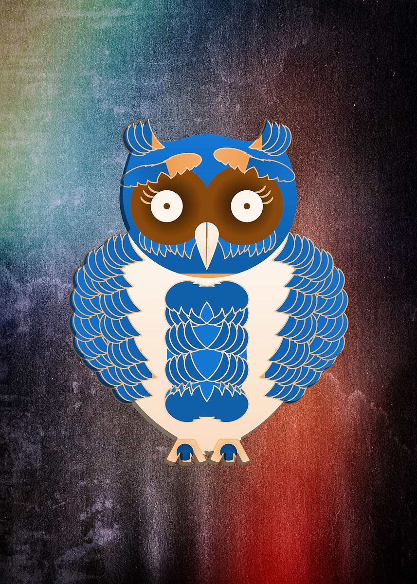 'Blue Owl' Poster, picture, metal print, paint by wagnerps | Displate