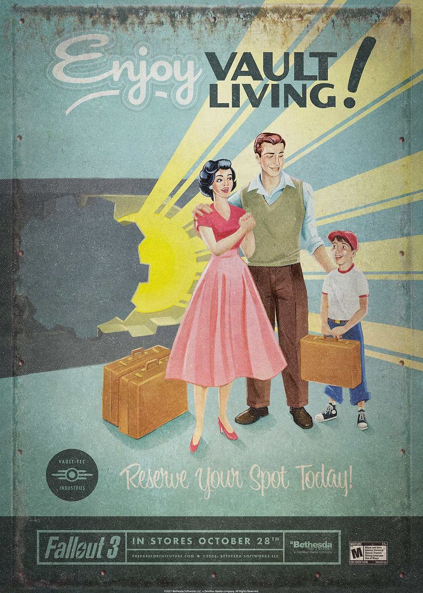 'Vault Living' Poster, picture, metal print, paint by Fallout | Displate