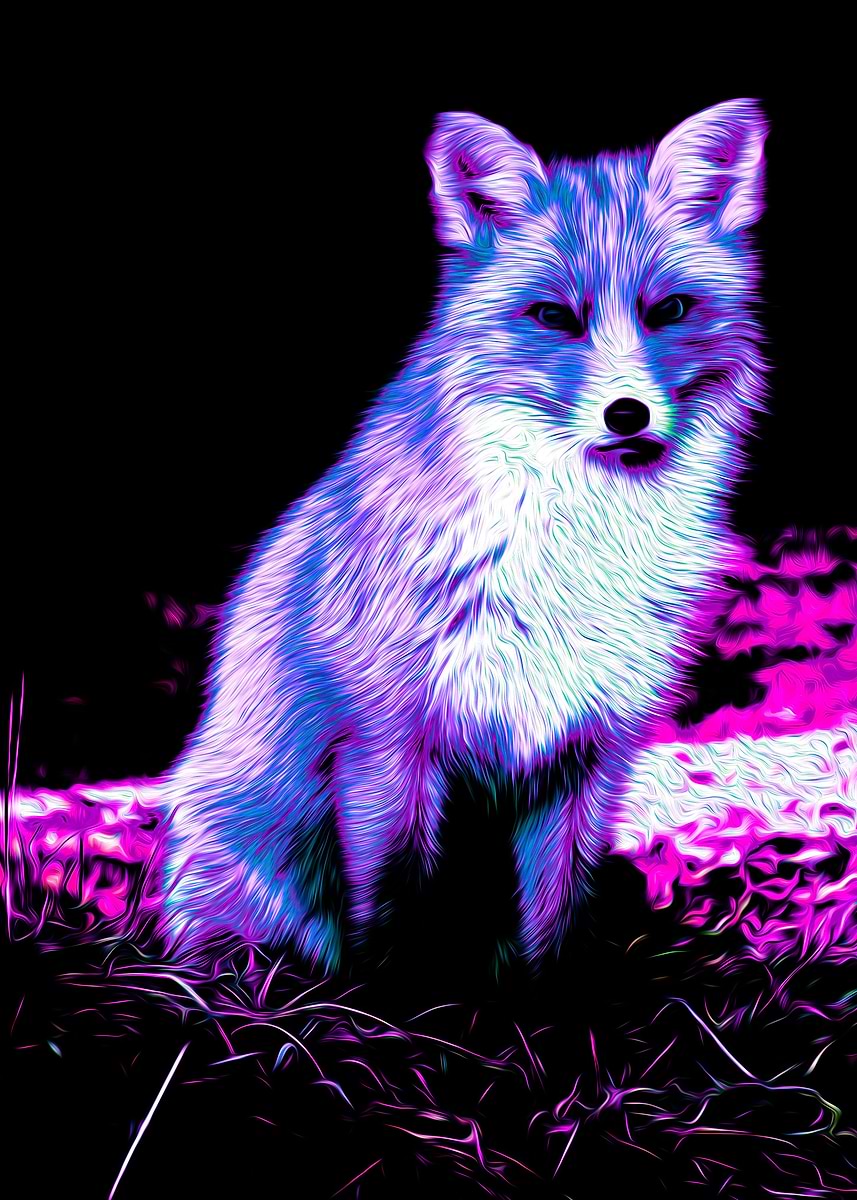 'Fox Rays' Poster, picture, metal print, paint by Tariq Alaghbash ...