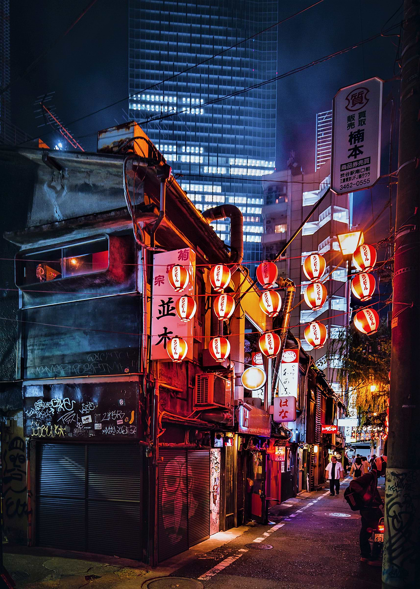 'japan street landscape' Poster, picture, metal print, paint by Mista ...