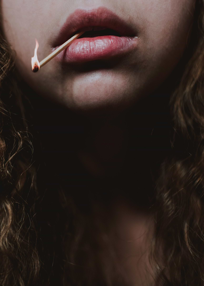 'lips woman girl fire red' Poster, picture, metal print, paint by DheYa ...