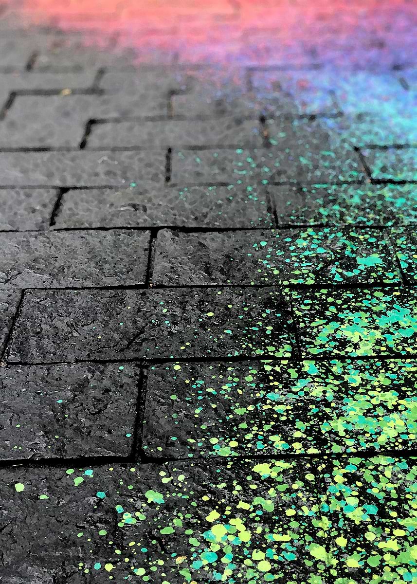 'Green and Blue Brick Road' Poster, picture, metal print, paint by ...