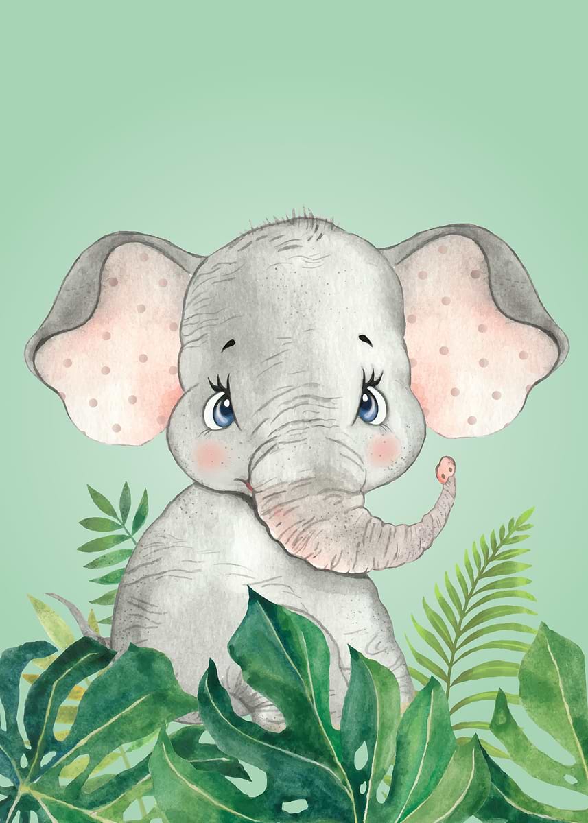 'Elephant Jungle Animal' Poster, picture, metal print, paint by ...