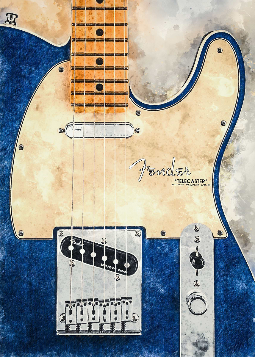 'Telecaster Watercolor' Poster, picture, metal print, paint by Cris de ...