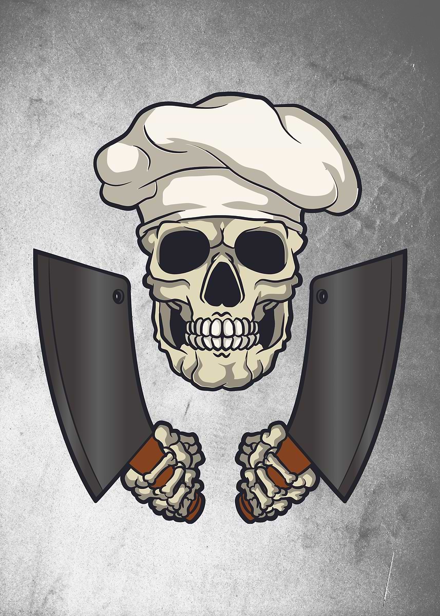 'Butcher or cook skull' Poster, picture, metal print, paint by ...