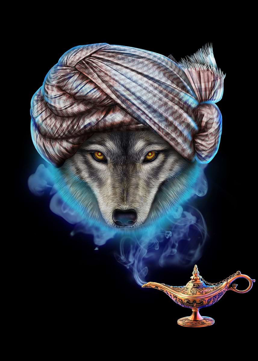 'Wizard Wolf' Poster, picture, metal print, paint by Jeff | Displate