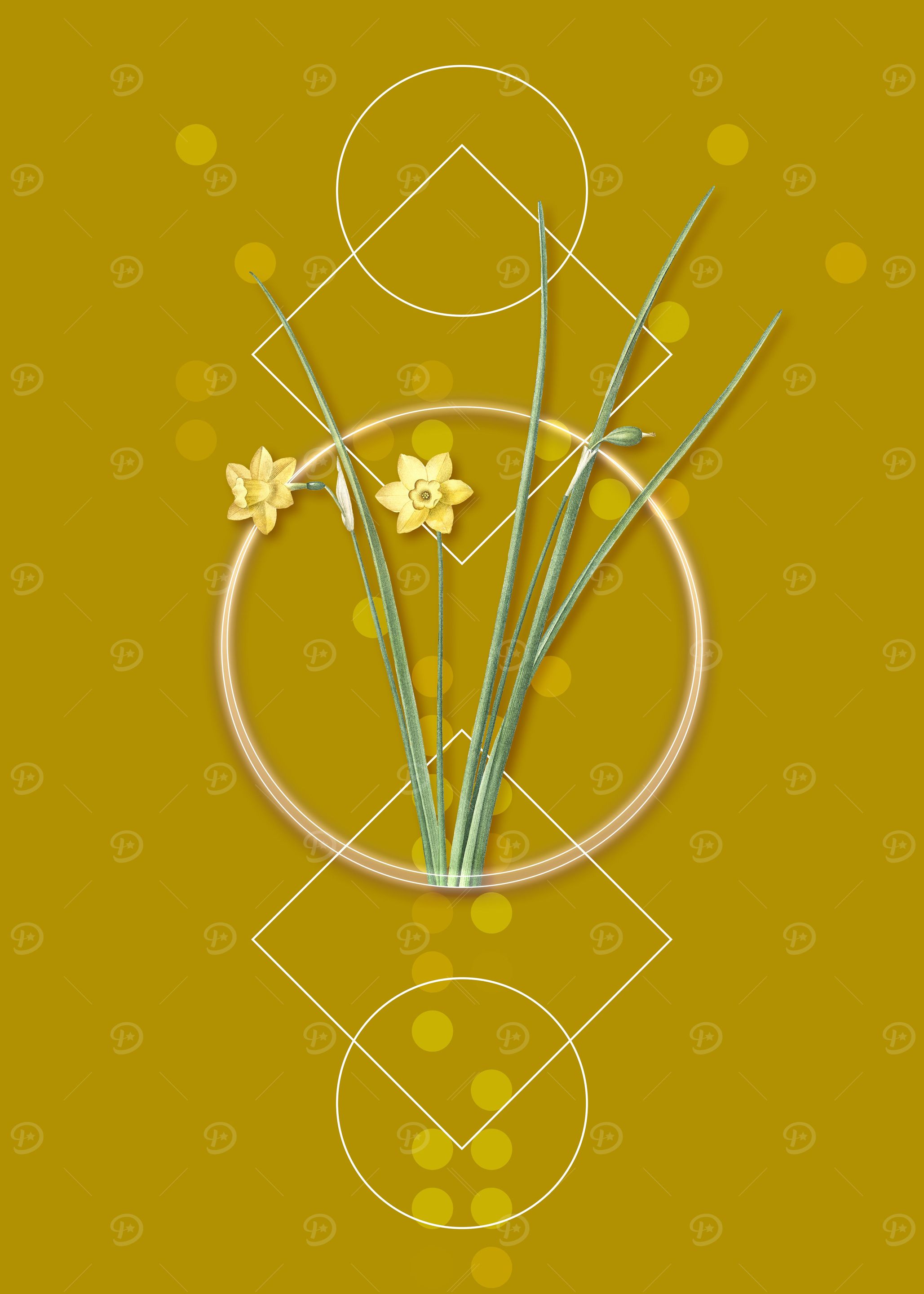 'Geometric Daffodil Flower' Poster, picture, metal print, paint by Holy ...
