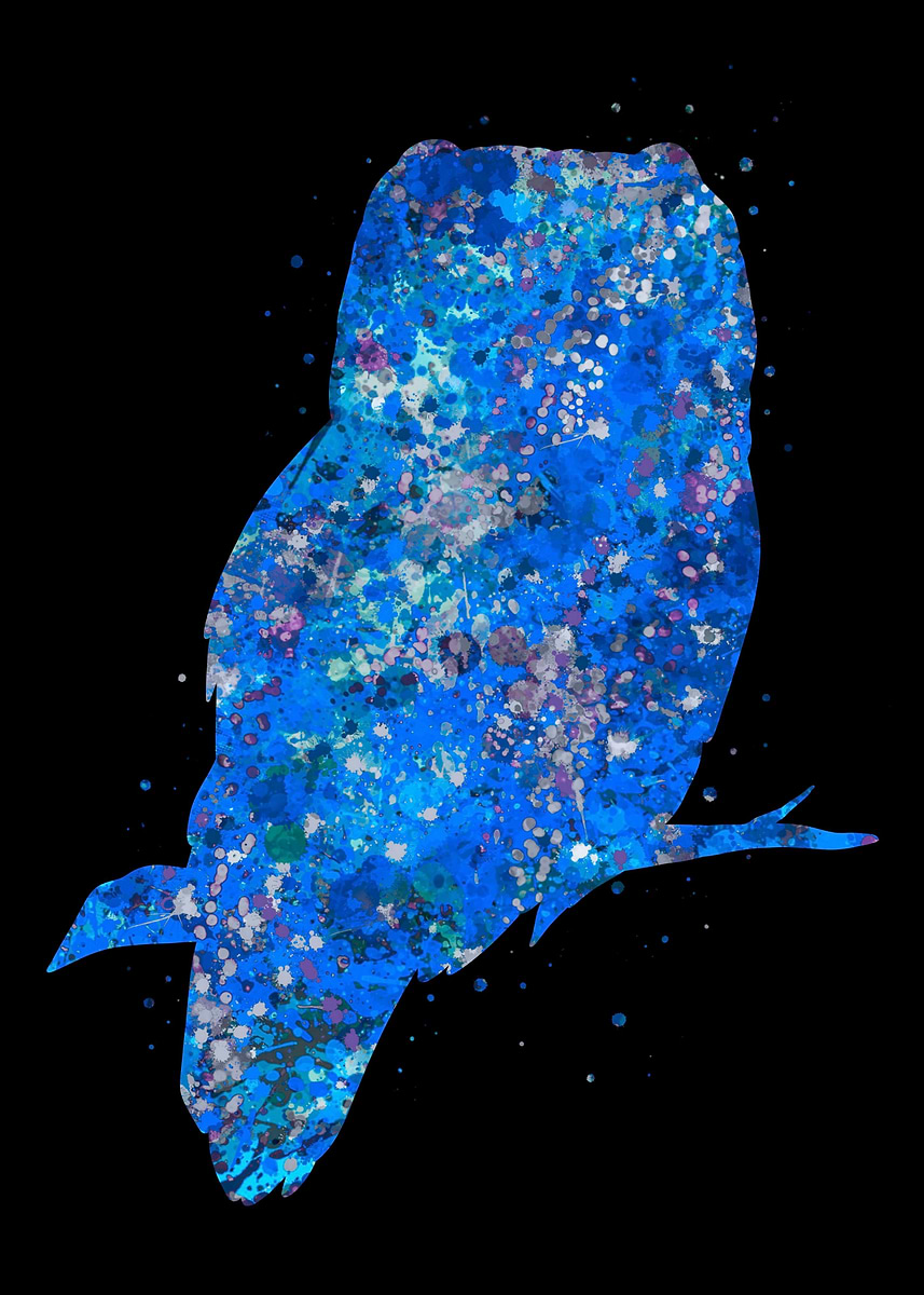 'Owl blue' Poster, picture, metal print, paint by Mikazuki | Displate