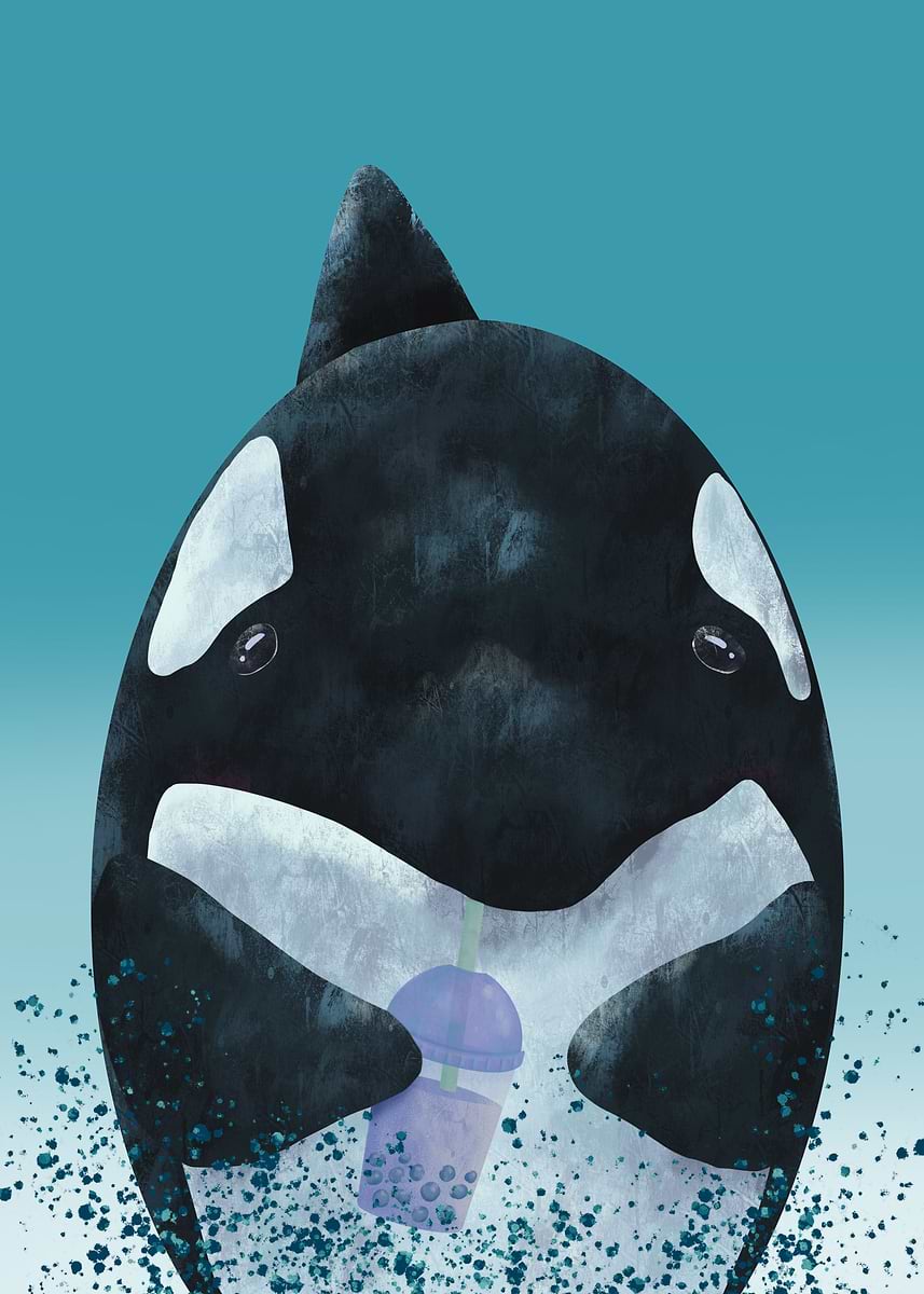 'Orca Boba Tea' Poster, picture, metal print, paint by XandYart | Displate