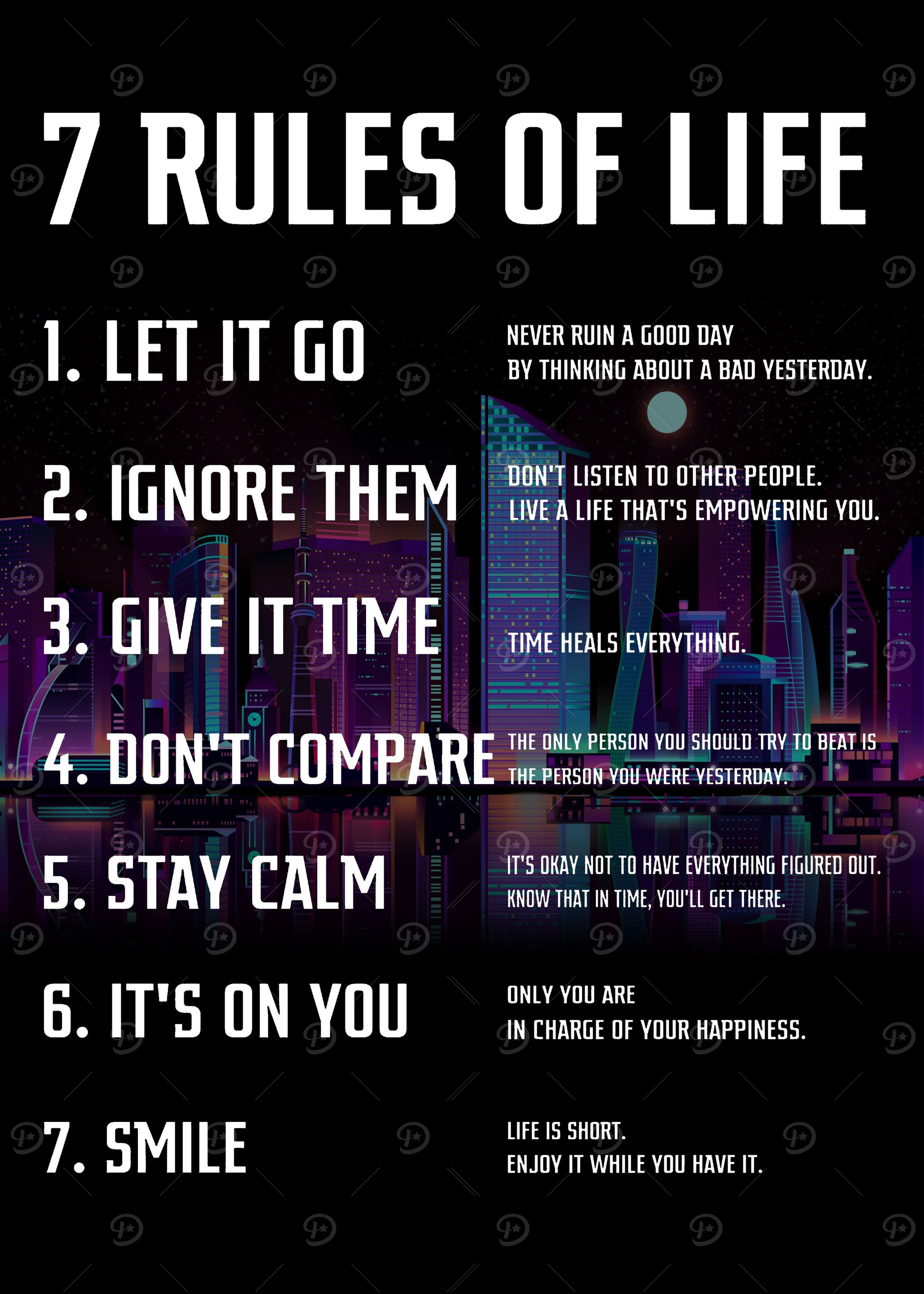 '7 Rules Of Life' Poster, picture, metal print, paint by david wiliam ...