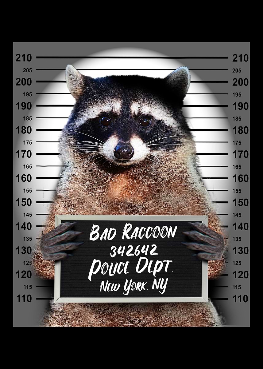 'Raccoon Prison Jail' Poster, picture, metal print, paint by SWAYSHIRT ...