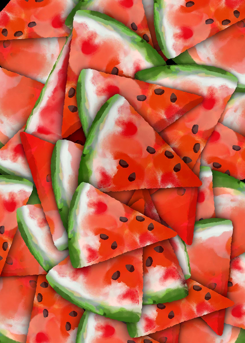 'Watermelon Slices' Poster, picture, metal print, paint by taofik ...