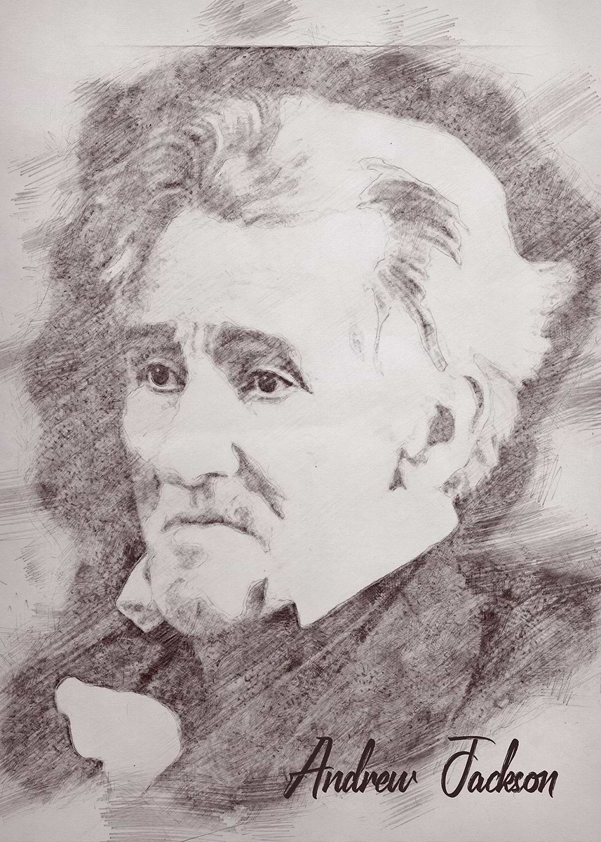 'Sketch Andrew Jackson' Poster, picture, metal print, paint by Kardus ...
