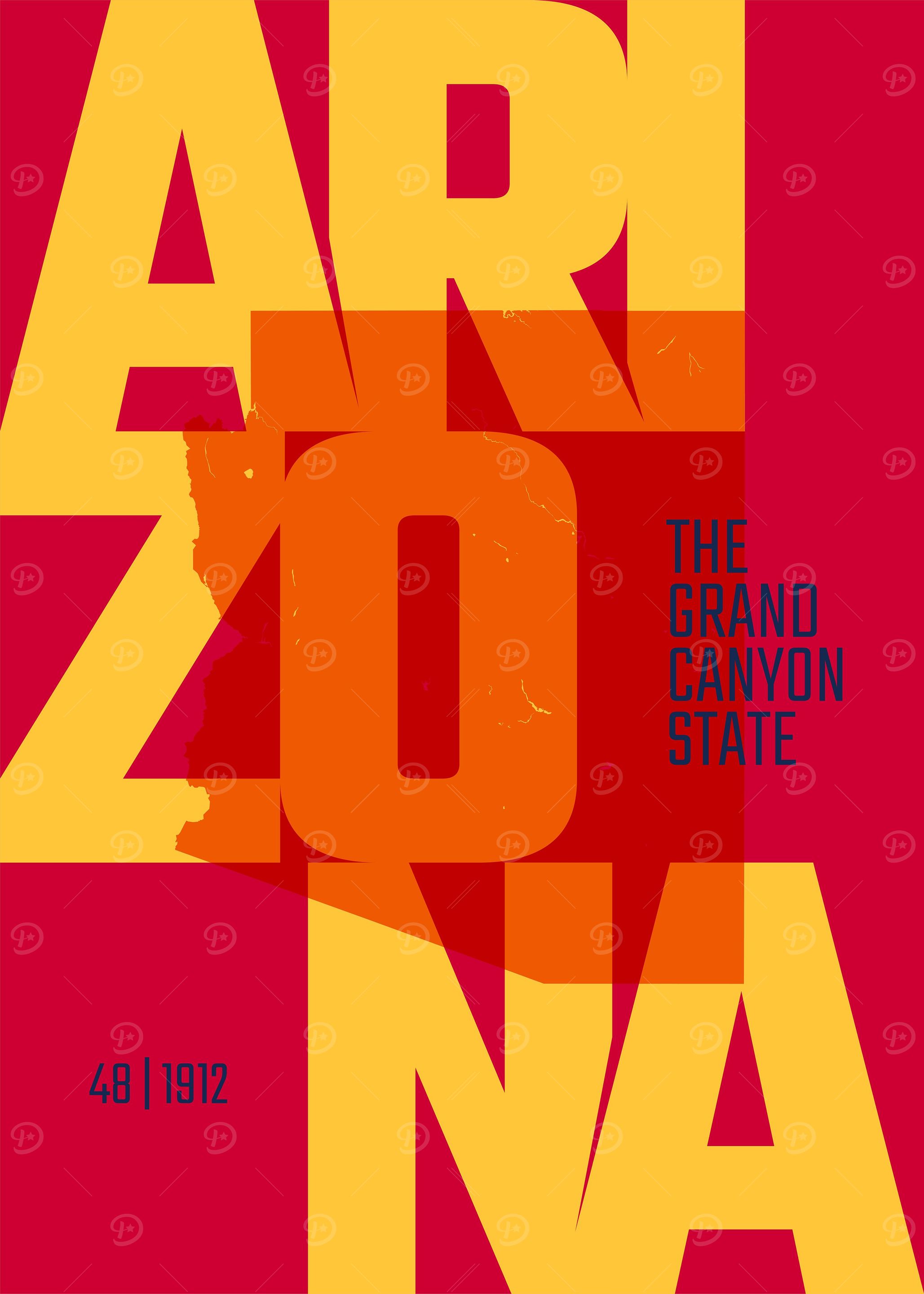 'Arizona state of usa' Poster, picture, metal print, paint by ...