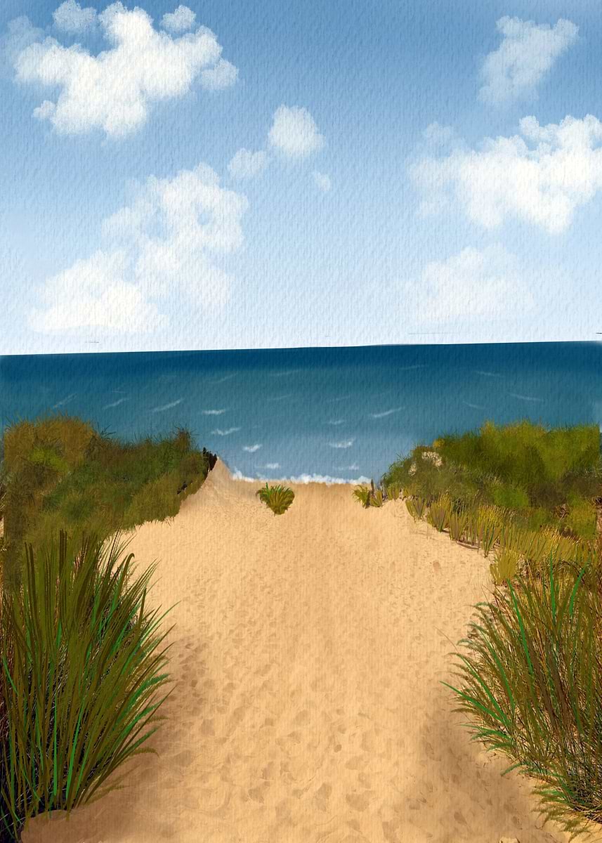 'Sandy Sea Beach painted' Poster, picture, metal print, paint by Max ...