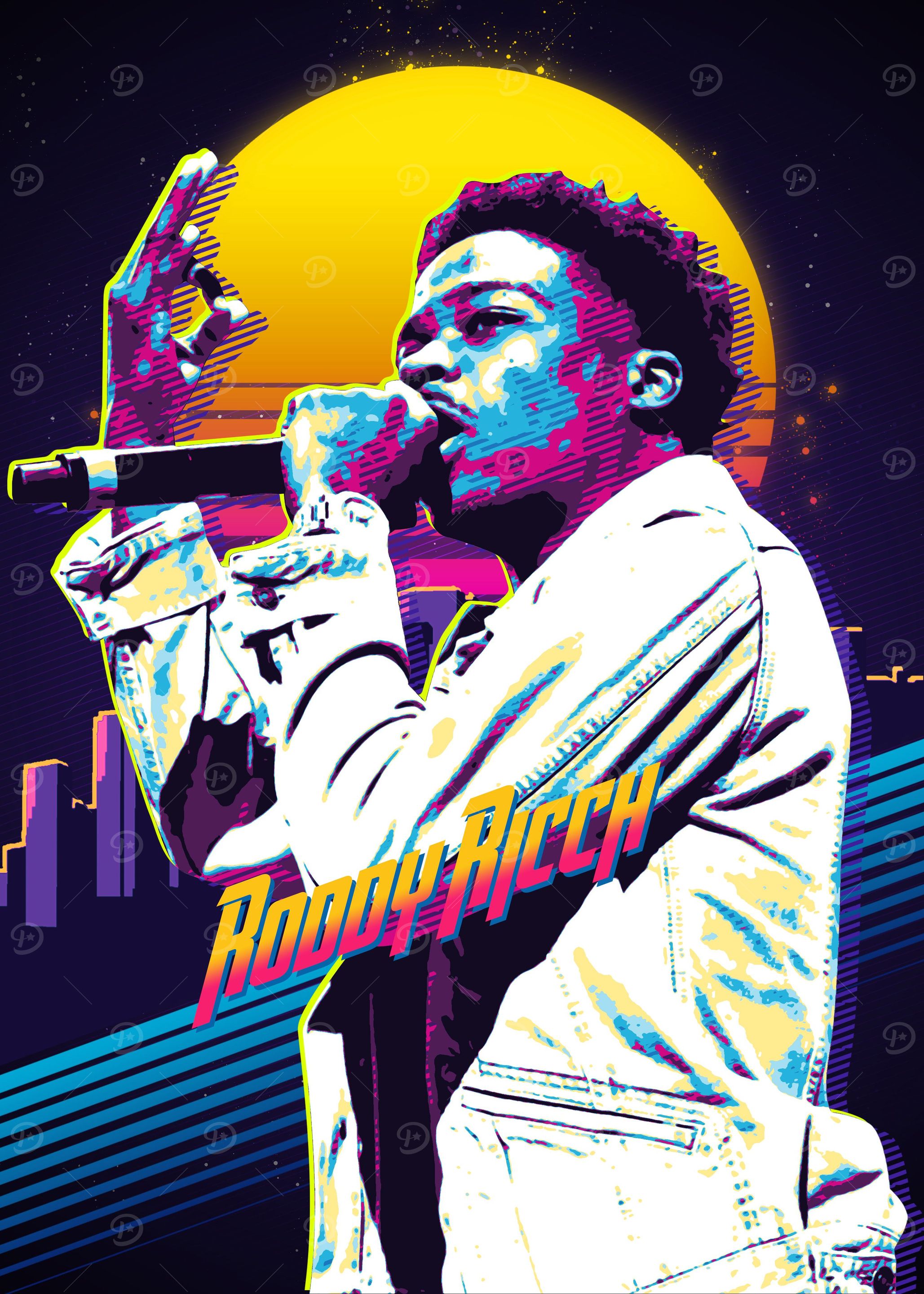 'roddy ricch retro 80s' Poster, picture, metal print, paint by Most ...
